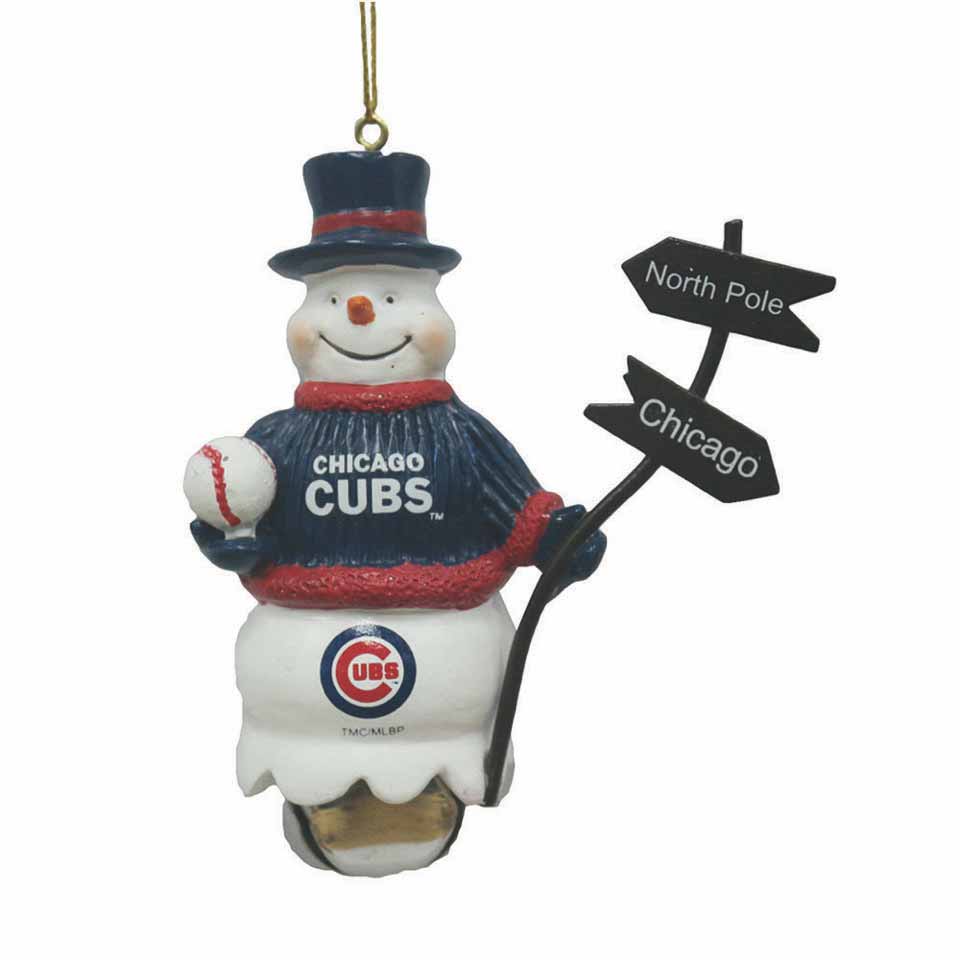 Chicago Cubs Snowman Sign With Bell Christmas Ornament – Wrigleyville ...