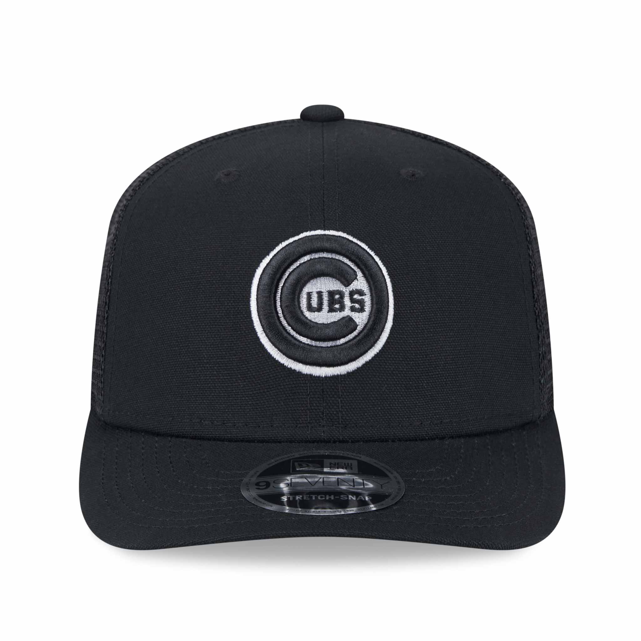 Chicago Cubs Canvas Black 9SEVENTY Stretch Snap Trucker Cap ...