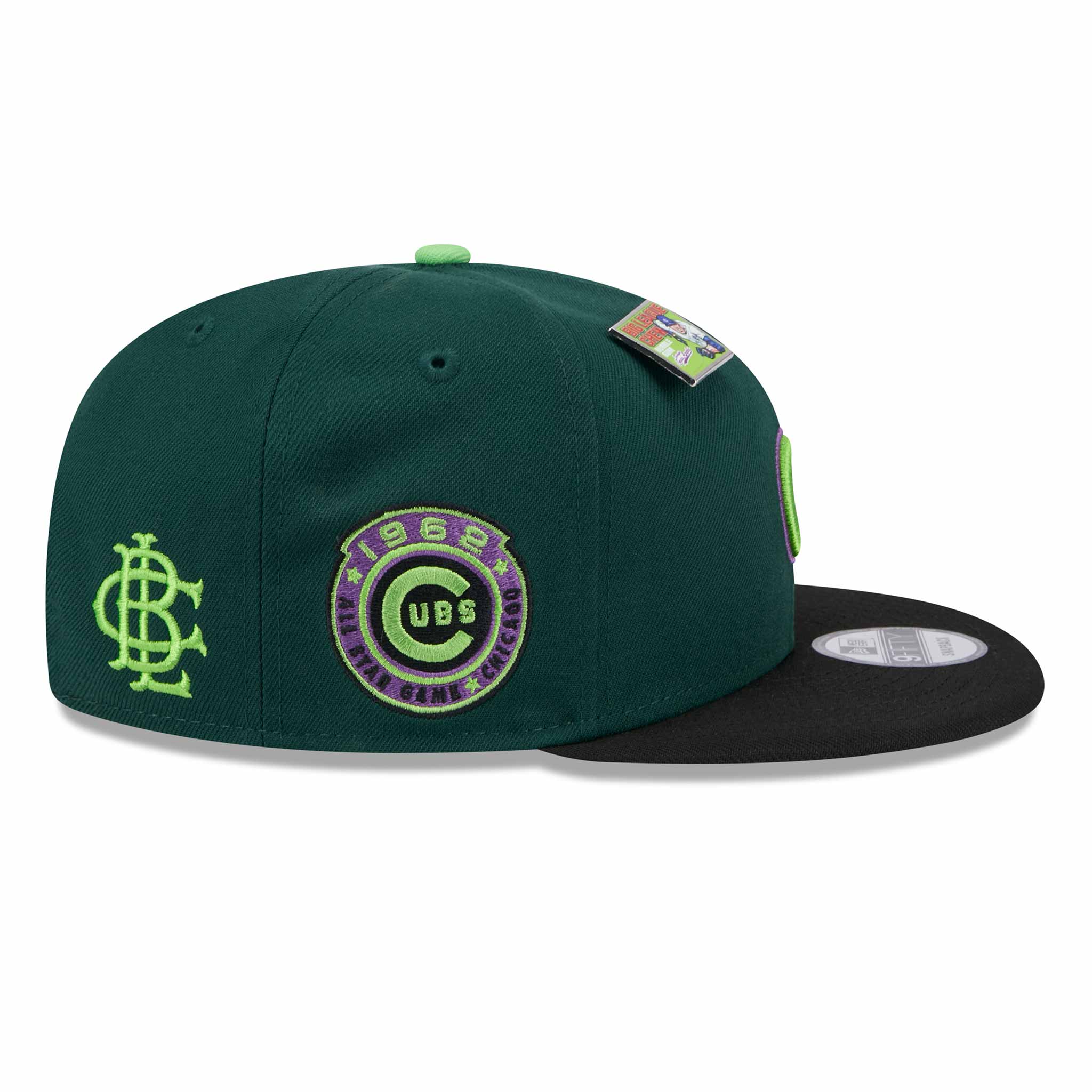 Chicago Cubs New Era Big League Chew 2024 9FIFTY Green Black Snap Back ...