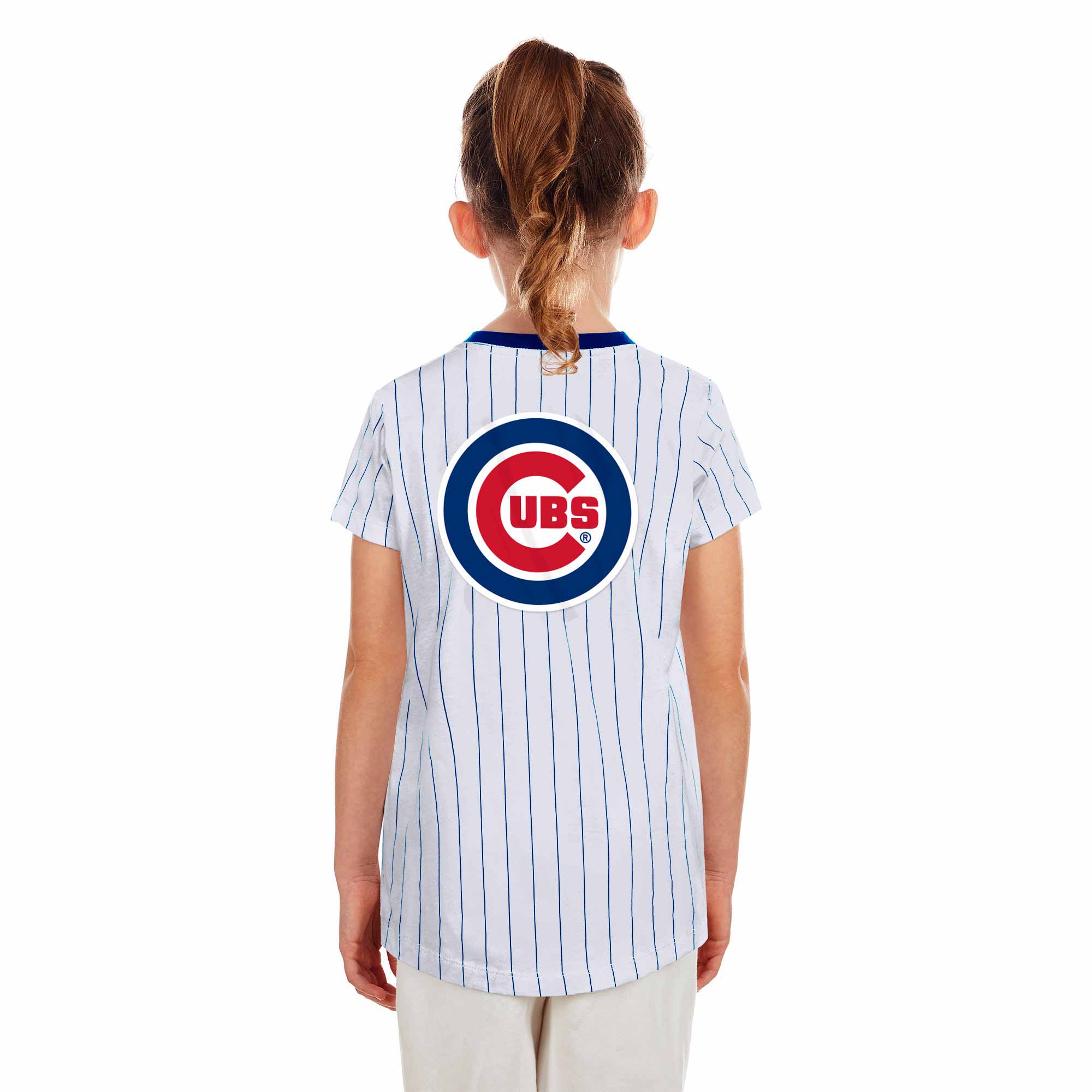Chicago Cubs Youth Girls Pennant Bullseye Pinstripe T-Shirt ...