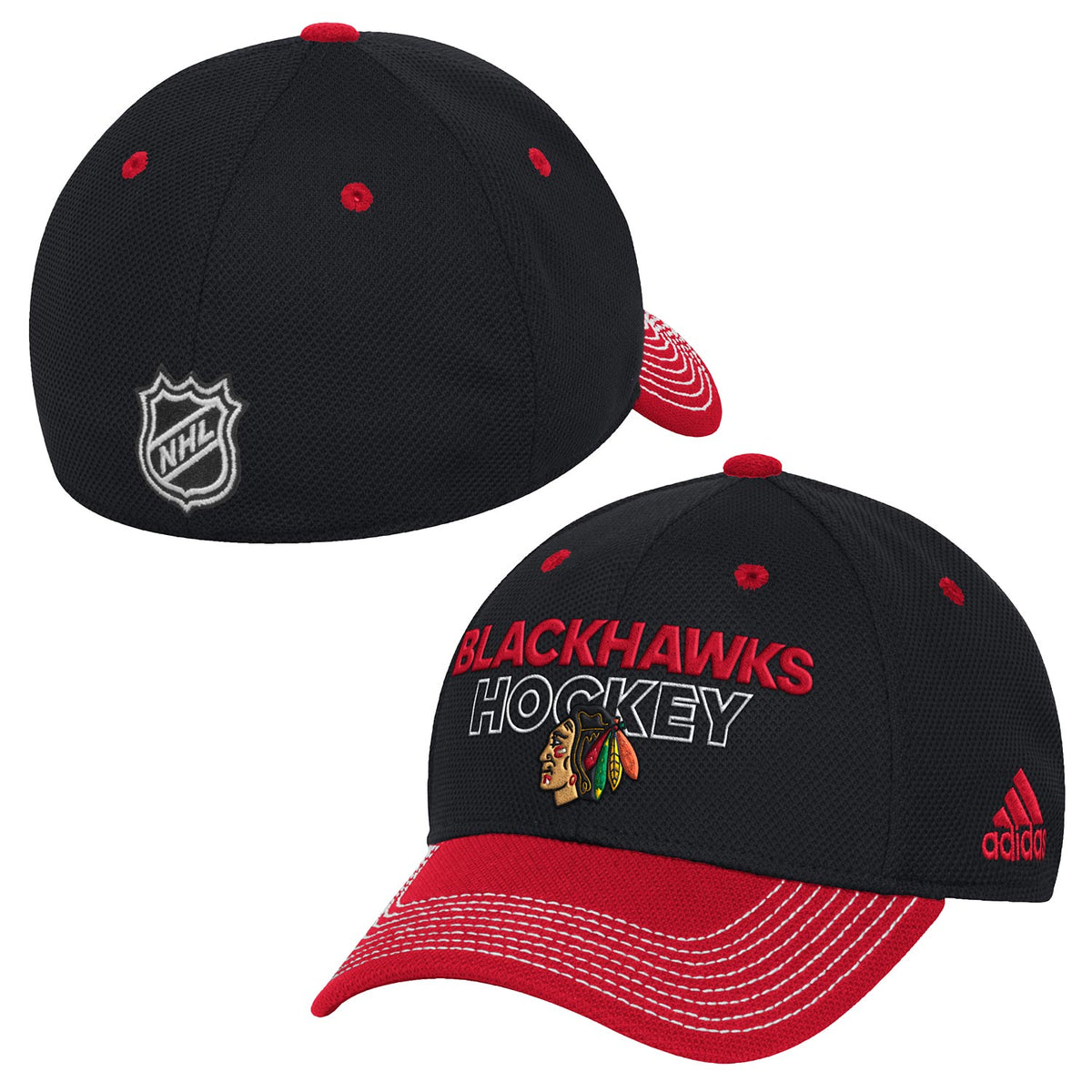 Chicago Blackhawks adidas Black Locker Room Flex Fit Cap – Wrigleyville ...