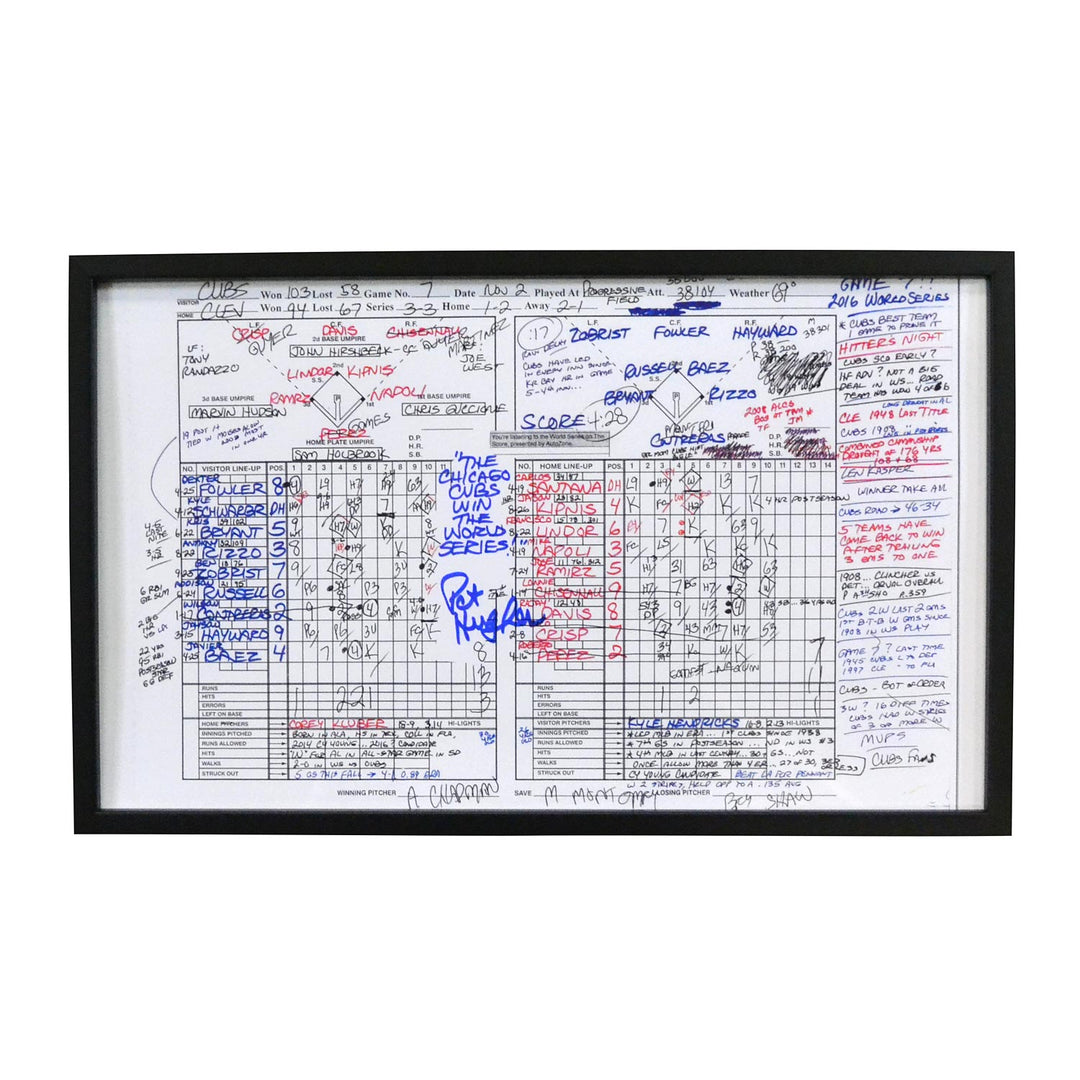 Pat Hughes 2016 World Series Game 7 Autographed Framed Scorecard ...